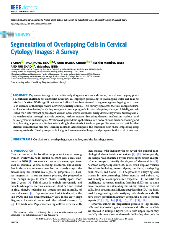 (PDF) Segmentation of Overlapping Cells in Cervical Cytology Images: A Survey