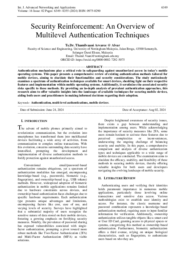 (PDF) Security Reinforcement: An Overview of Multilevel Authentication Techniques