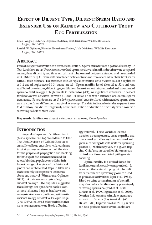 (PDF) Effect of Diluent Type, Diluent:Sperm Ratio and Extender Use on ...