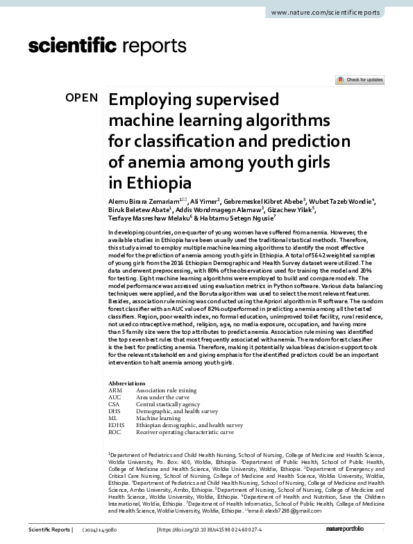Pdf Employing Supervised Machine Learning Algorithms For Classification And Prediction Of