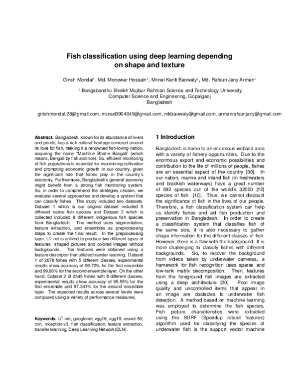 (PDF) Fish classification using deep learning depending on shape and ...
