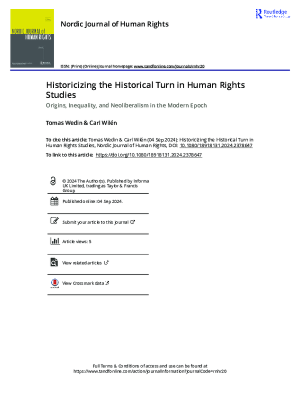 (PDF) Historicizing the Historical Turn in Human Rights Studies