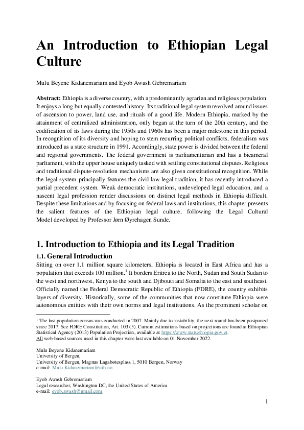 (PDF) An Introduction to Ethiopian Legal Culture