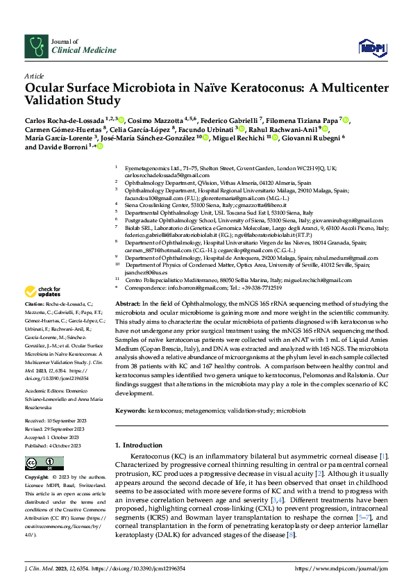 (PDF) Ocular Surface Microbiota in Naïve Keratoconus: A Multicenter ...