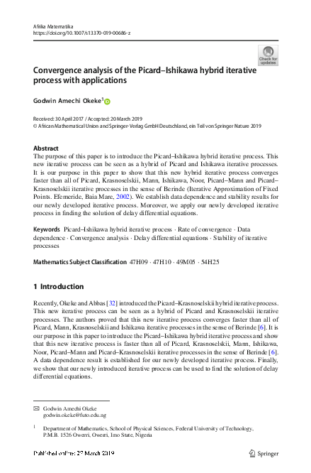 (PDF) Convergence analysis of the Picard–Ishikawa hybrid iterative ...