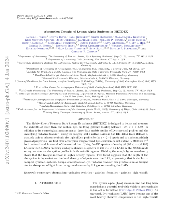 (PDF) Absorption Troughs of Lyman Alpha Emitters in HETDEX | hasti ...