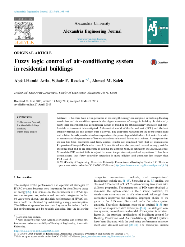 (PDF) Fuzzy logic control of air-conditioning system in residential buildings