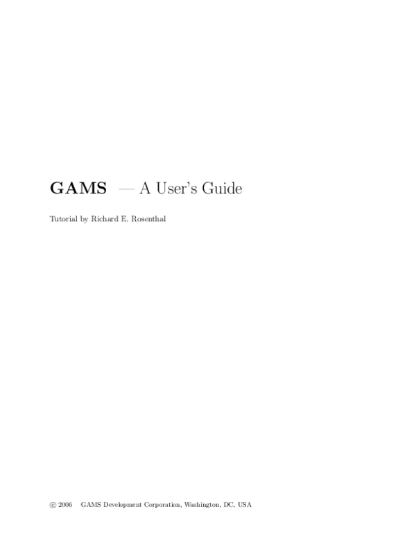 (PDF) GAMS, a user's guide
