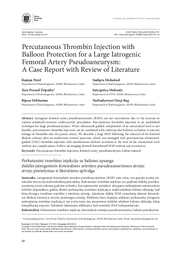 (PDF) Percutaneous Thrombin Injection with Balloon Protection for a ...