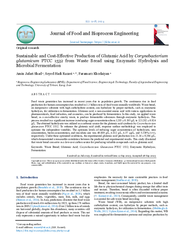 (PDF) Sustainable and Cost-Effective Production of Glutamic Acid by Corynebacterium glutamicum ...