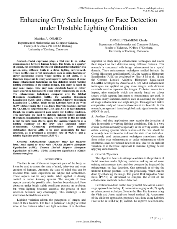 (PDF) Enhancing Gray Scale Images for Face Detection under Unstable ...