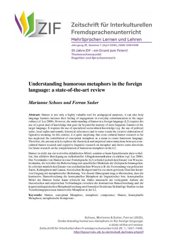 (PDF) Understanding humorous metaphors in the foreign language: a state ...