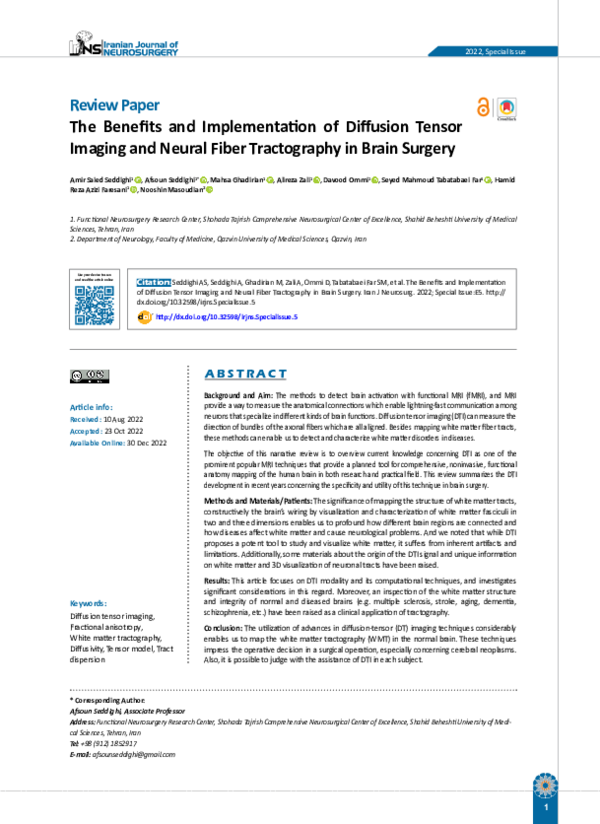 (PDF) The Benefits and Implementation of Diffusion Tensor Imaging and ...