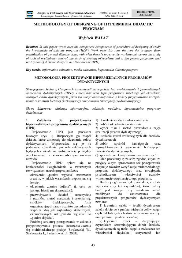 (PDF) Methodology of Designing of Hypermedia Didactic Program
