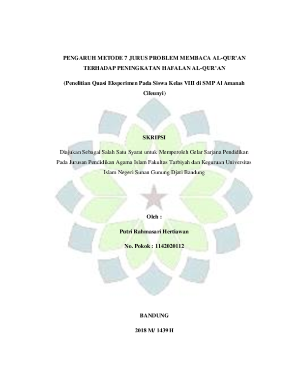 (PDF) Pengaruh metode 7 jurus problem membaca Al-Qur'an terhadap peningkatan hafalan Al-Qur'an ...