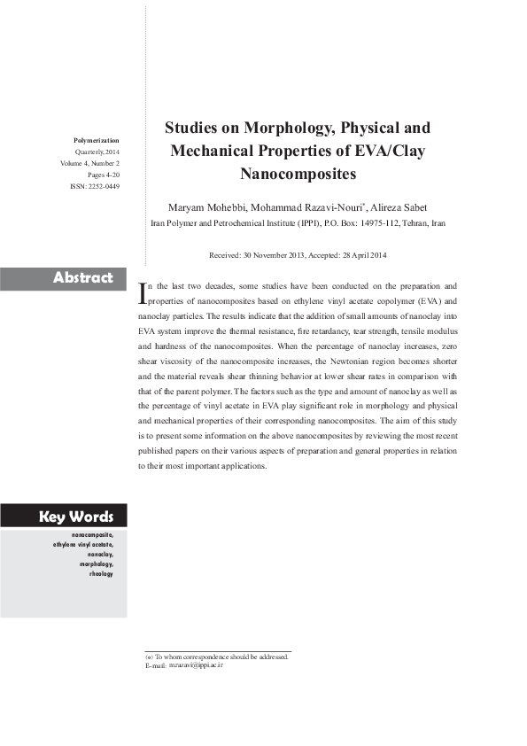 (PDF) Studies on Morphology, Physical and Mechanical Properties of EVA ...