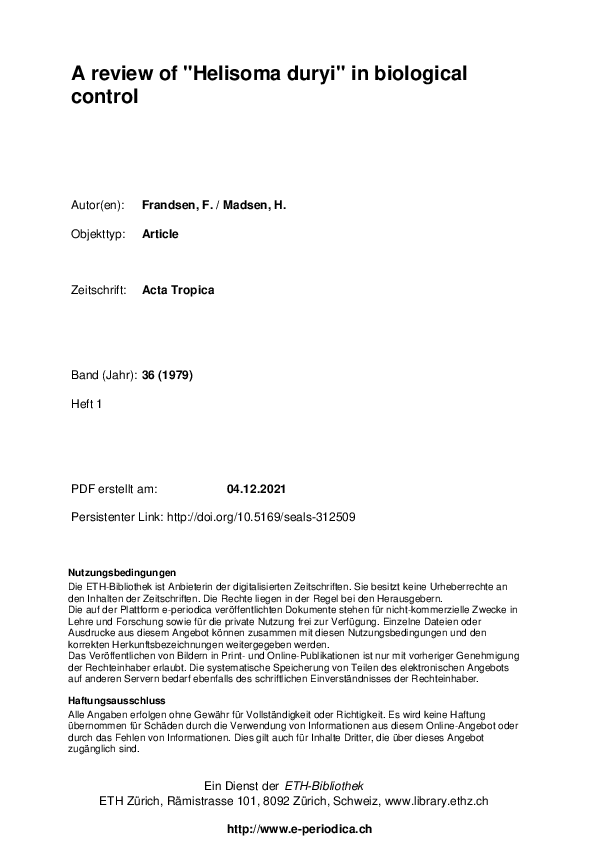 (PDF) A review of "Helisoma duryi" in biological control