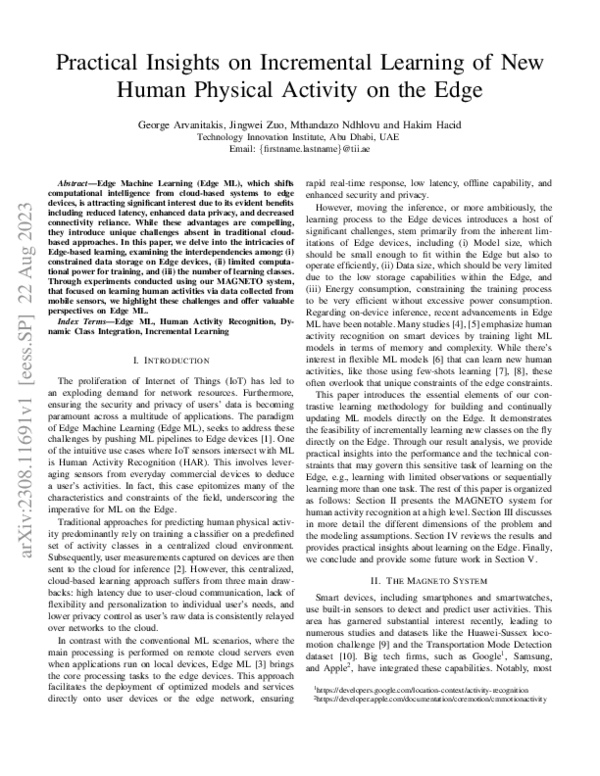 (PDF) Practical Insights on Incremental Learning of New Human Physical ...
