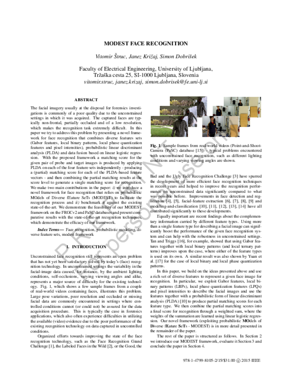 (PDF) Modest face recognition