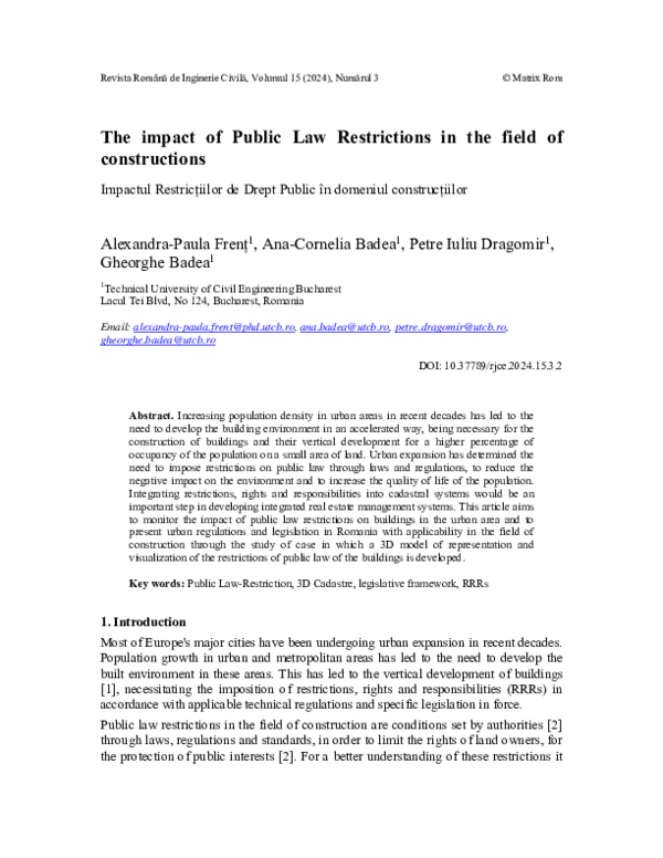 (PDF) The impact of Public Law Restrictions in the field of constructions
