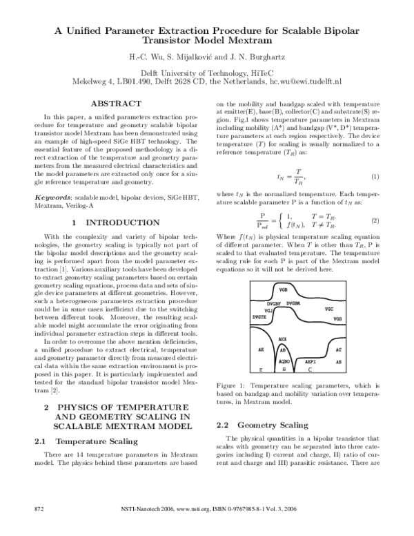 Pdf A Unified Parameter Extraction Procedure For Scalable Bipolar