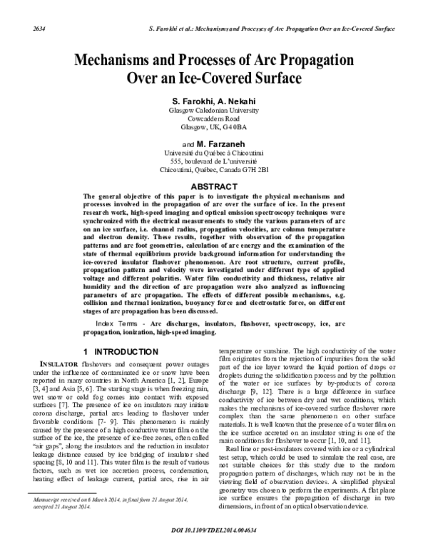 Mechanisms and processes of arc propagation over an ice-covered surface