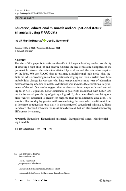 (PDF) Education, educational mismatch and occupational status: an ...