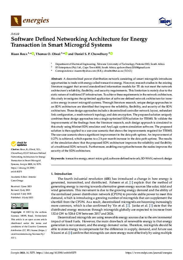 (PDF) Software Defined Networking Architecture for Energy Transaction in Smart Microgrid Systems