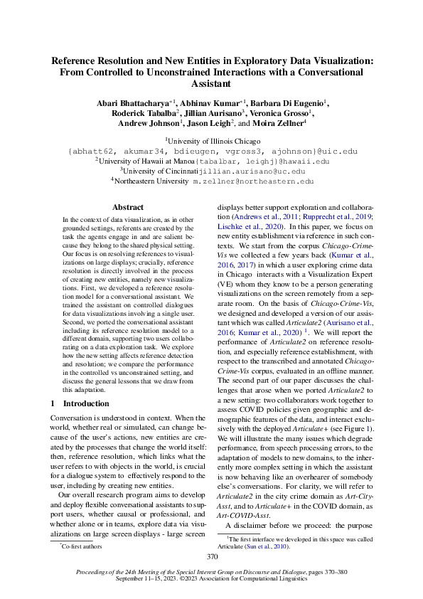 Pdf Reference Resolution And New Entities In Exploratory Data Visualization From Controlled