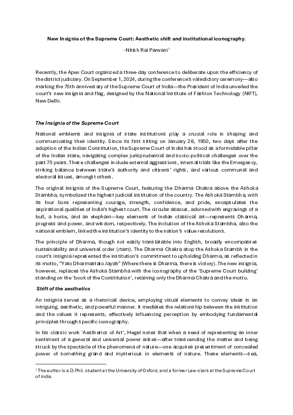 (PDF) New Insignia of the Supreme Court: Aesthetic shift and ...