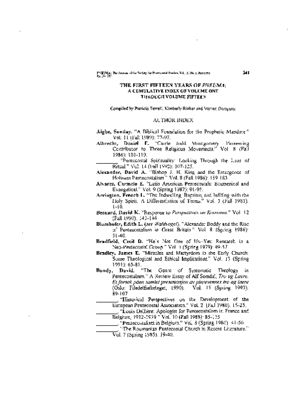 (PDF) The First Fifteen Years of Pneuma