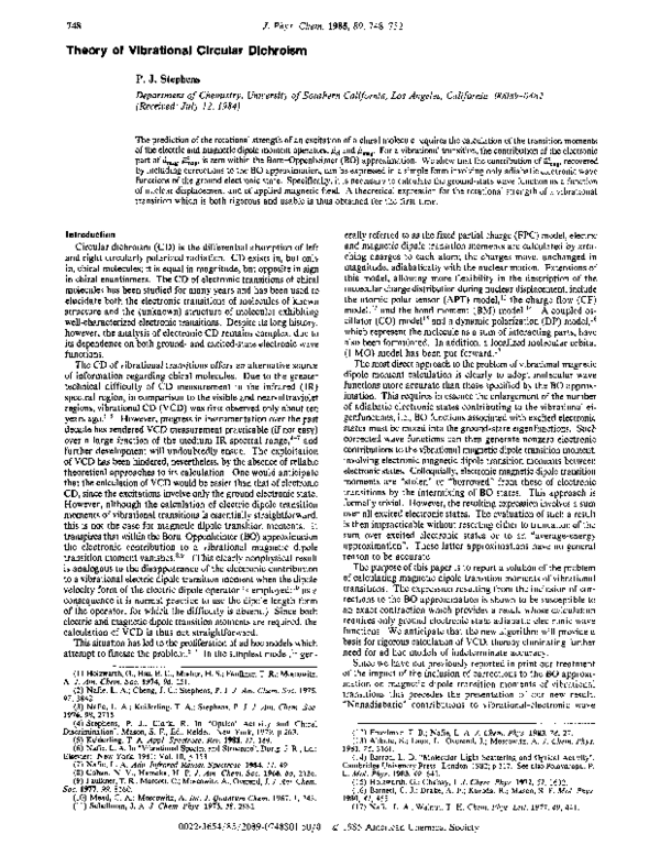 (PDF) Theory of vibrational circular dichroism