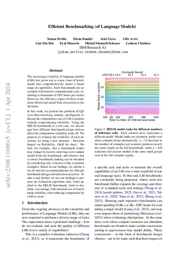 (PDF) Efficient Benchmarking (of Language Models)