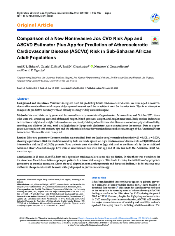 (PDF) Comparison of a New Noninvasive Jos CVD Risk App and ASCVD ...