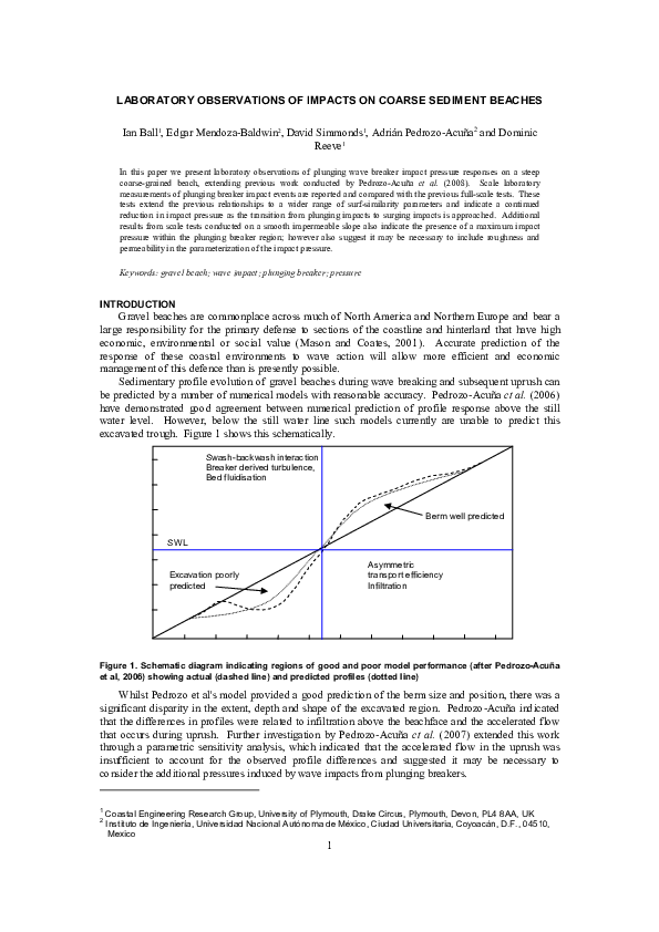 (PDF) Laboratory Observations of Impacts on Coarse Sediment Beaches