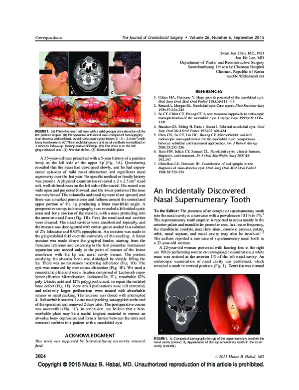 (PDF) An Incidentally Discovered Nasal Supernumerary Tooth