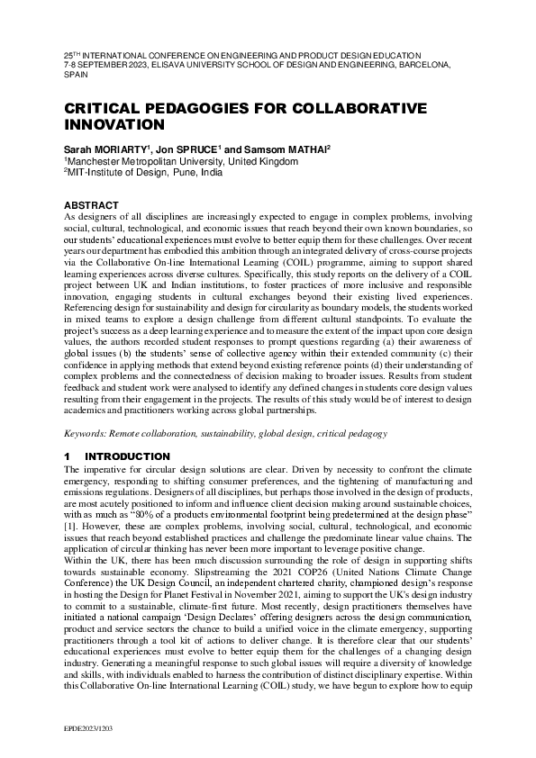 (PDF) Critical Pedagogies for Collaborative Innovation