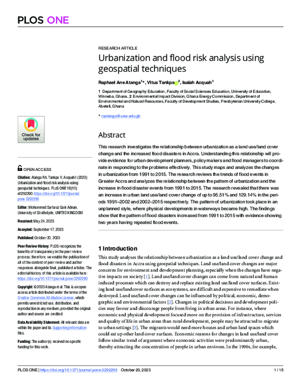 (PDF) Urbanization and flood risk analysis using geospatial techniques