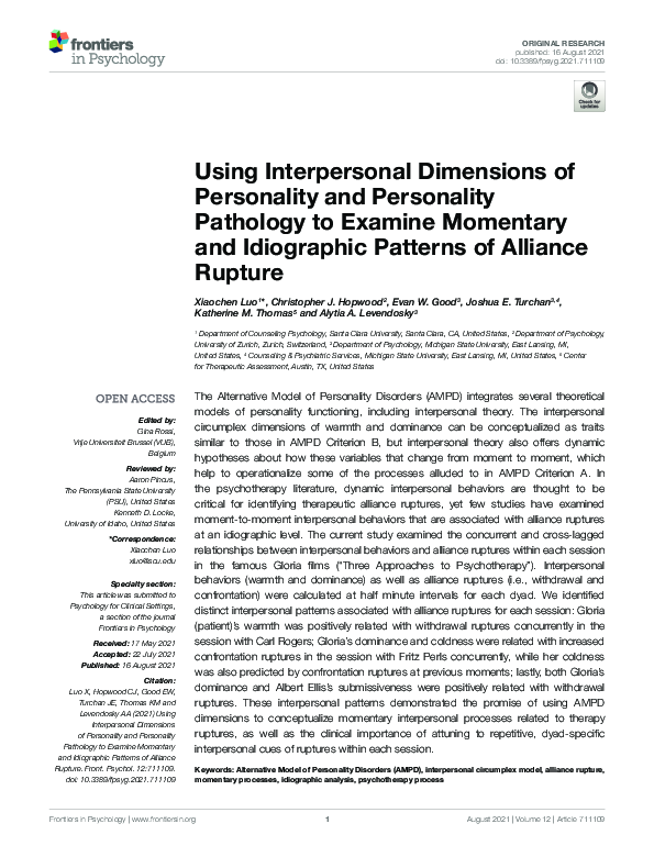 (PDF) Using Interpersonal Dimensions of Personality and Personality ...