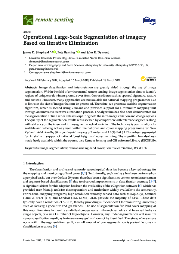 (PDF) Operational Large-Scale Segmentation of Imagery Based on Iterative Elimination