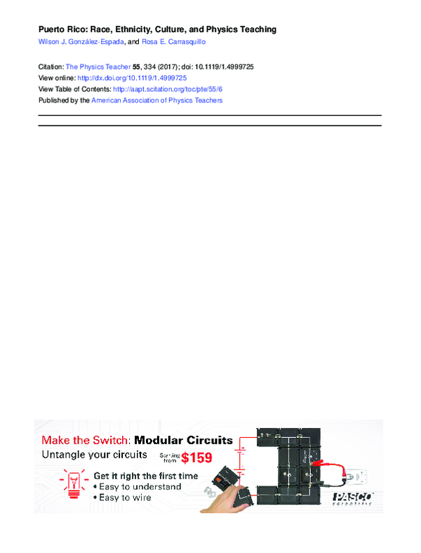 (PDF) Puerto Rico: Race, Ethnicity, Culture, and Physics Teaching