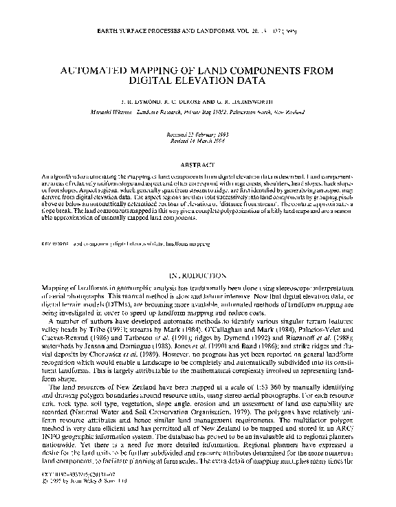 (PDF) Automated mapping of land components from digital elevation data