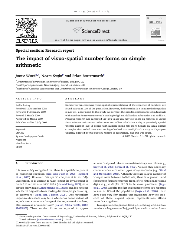 (PDF) The impact of visuo-spatial number forms on simple arithmetic ...