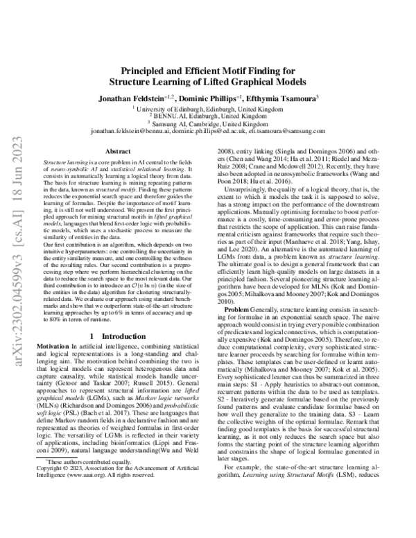(PDF) Efficient Motif Learning in Graphical Models
