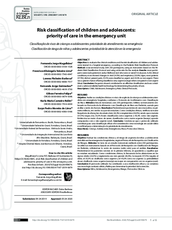 (PDF) Risk classification of children and adolescents: priority of care ...