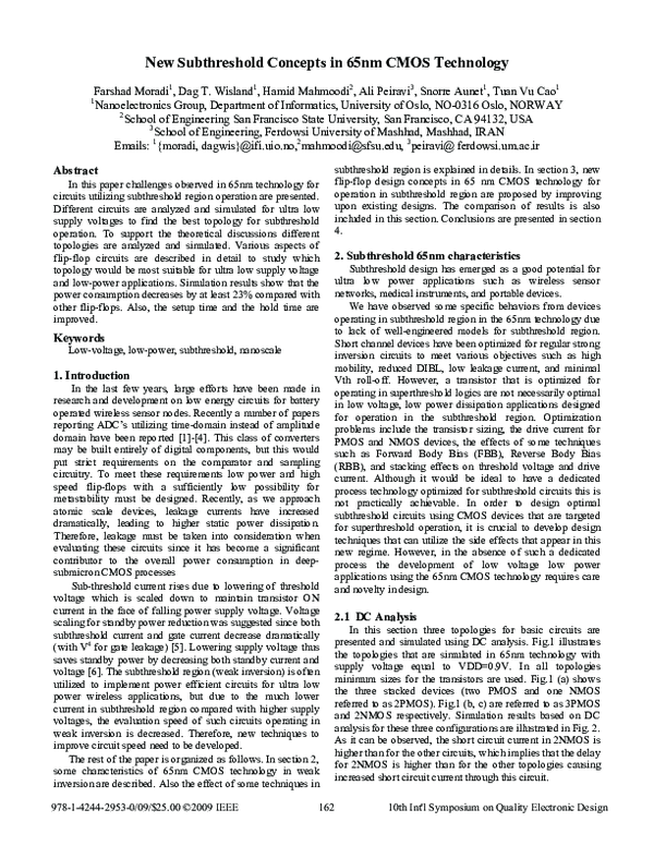 (PDF) New subthreshold concepts in 65nm CMOS technology