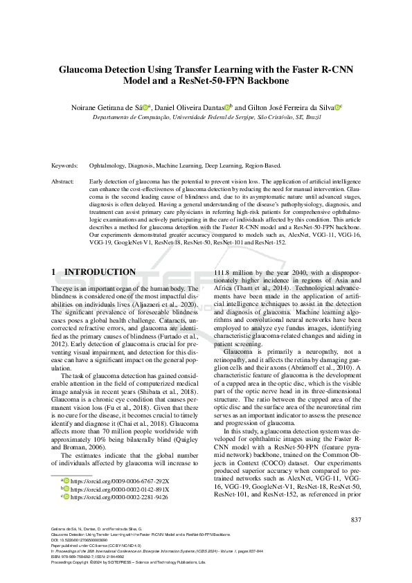 Pdf Glaucoma Detection Using Transfer Learning With The Faster R Cnn Model And A Resnet 50 Fpn