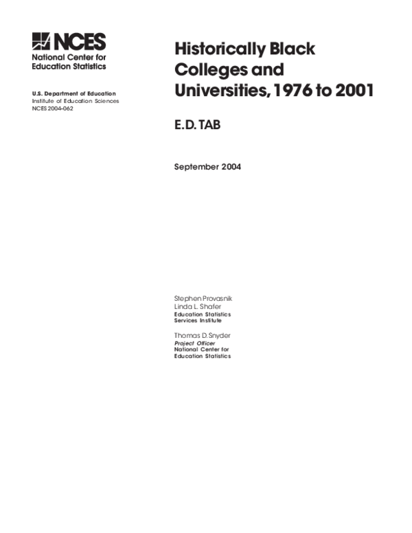 (PDF) Historically Black Colleges and Universities Historically Black ...