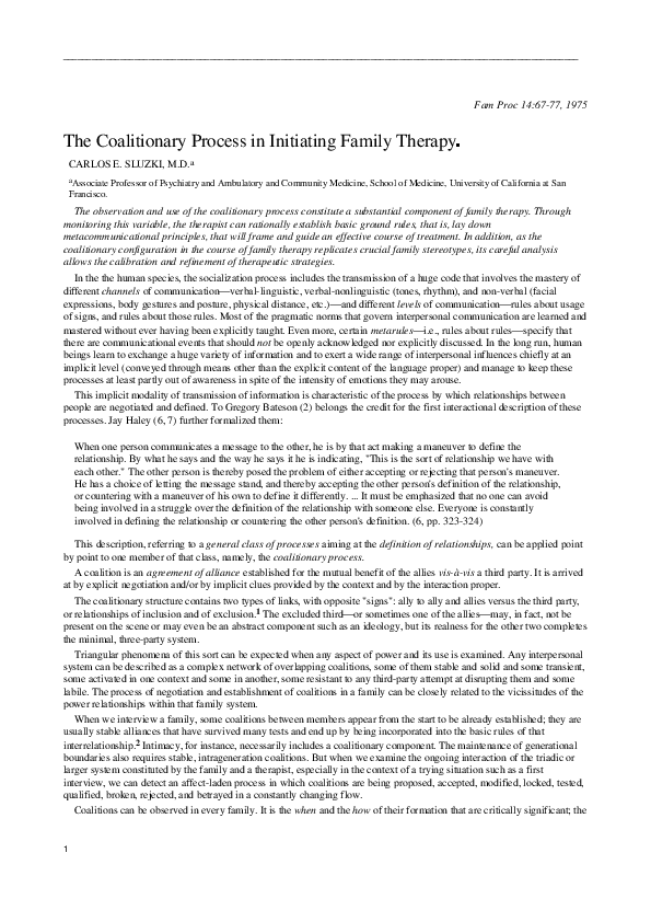 (PDF) The Coalitionary Process in Initiating Family Therapy