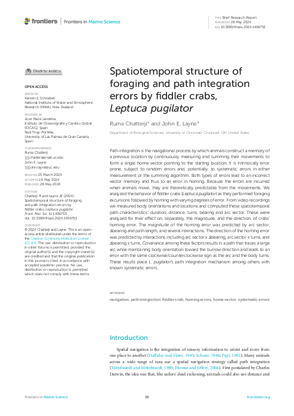 (PDF) Spatiotemporal structure of foraging and path integration errors ...